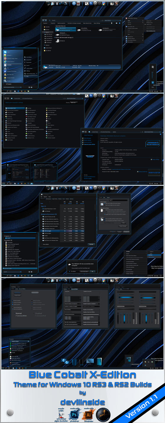Blue Cobalt X-Edition version 1.1 for Windows 10 - SkinPack