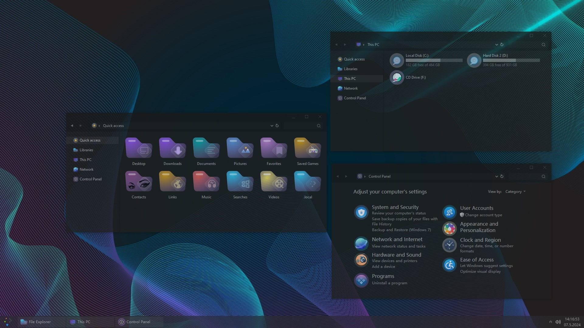 Azure Dark Icon Theme for Windows 10 - SkinPack