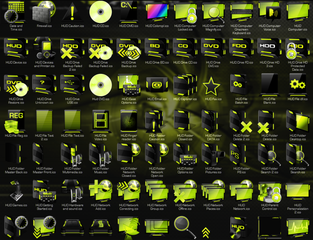 SkinPackTheme for WindowsHUD Machine Platinum IconPack 7TSP
